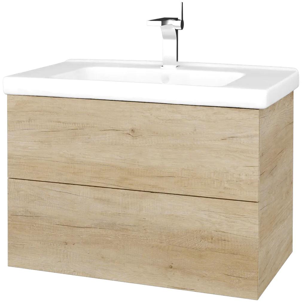 Dřevojas Koupelnová skříň VARIANTE SZZ2 80 (umyvadlo Harmonia) Varianta: N01 Bílá lesk / D01 Beton