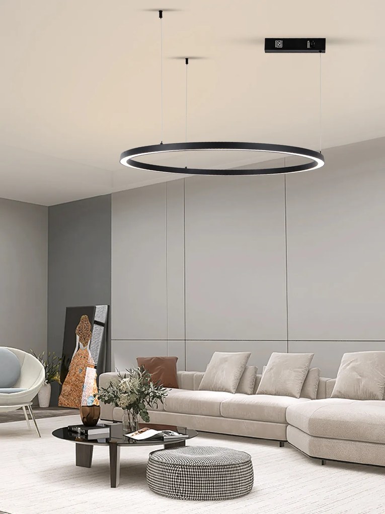 Immax NEO FINO NEW Smart závěsné svítidlo 1 kruh, 80cm, 60W, černé, Zigbee 3.0