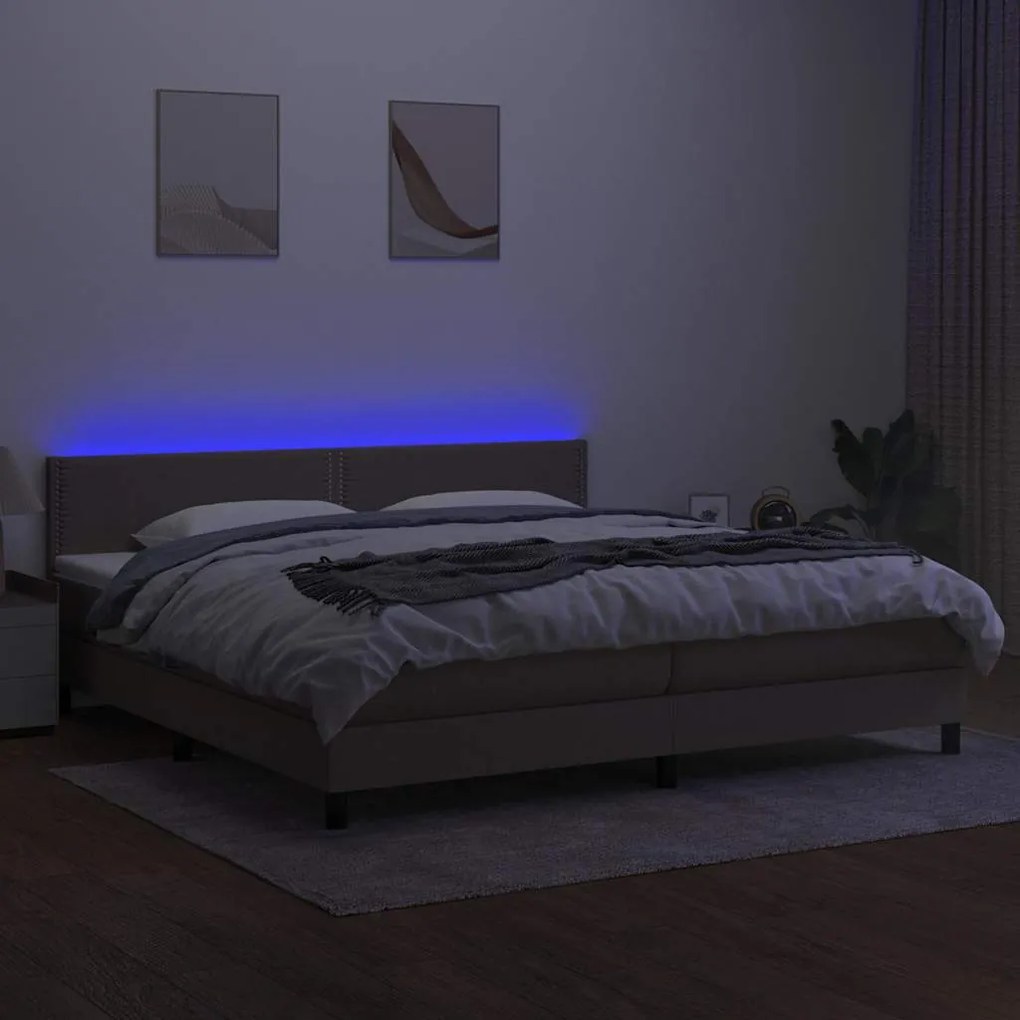 Box spring postel s matrací a LED taupe 200x200 cm textil 3133105