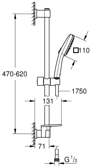 GROHE 26929001 - Sprchový set VITALIO COMFORT 110 600 mm lesklý chrom