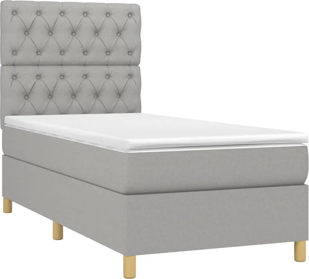 Box spring postel s matrací světle šedá 80 x 200 cm textil 3142529