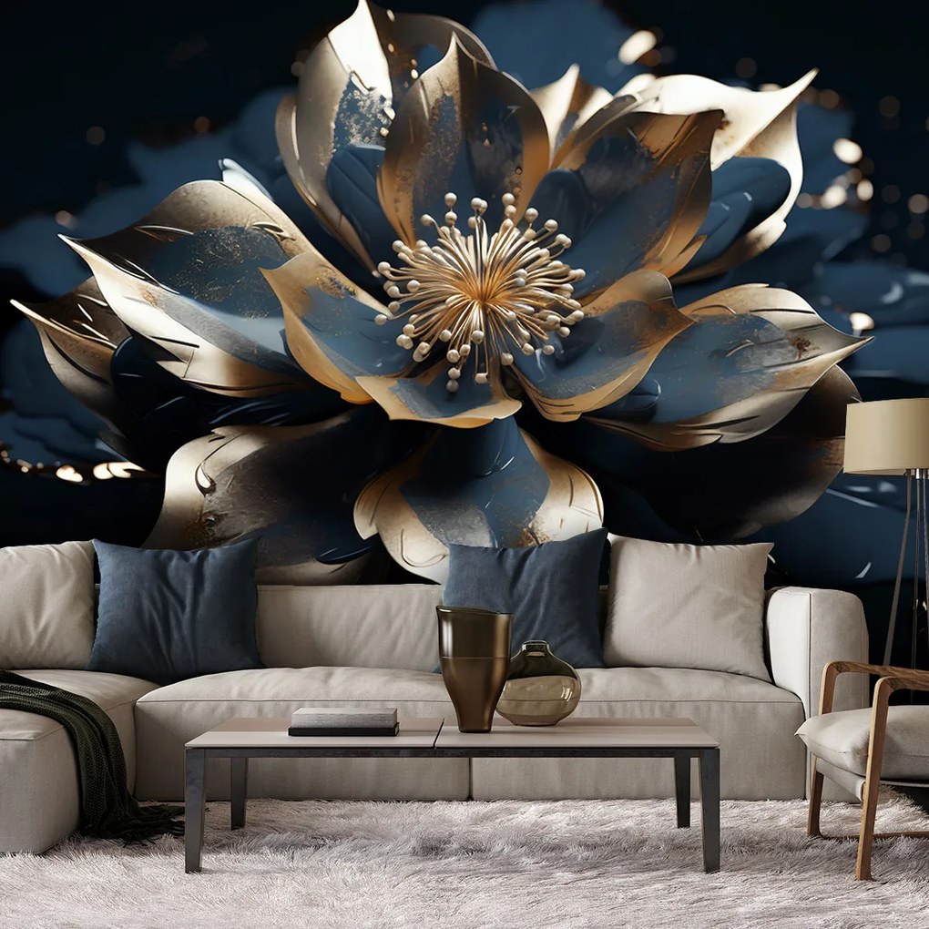 Gario Fototapeta Modrozlatý lotosový květ Materiál: Vliesová, Rozměry: 200 x 140 cm