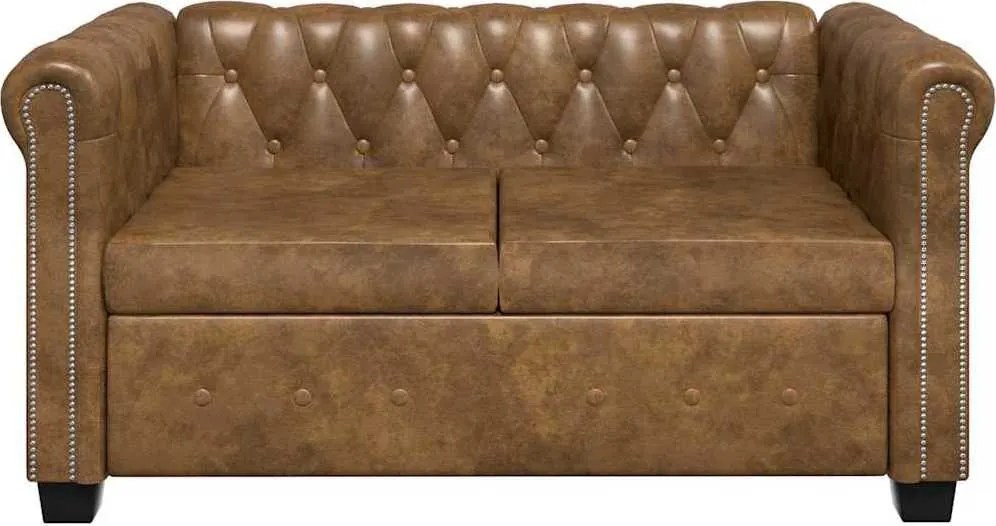 vidaXL Chesterfield sada 2místné a 3místné pohovky [274322] Barva: Hnědá