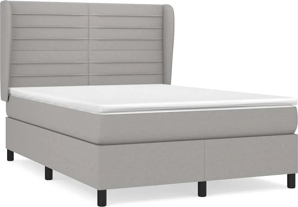 Box spring postel s matrací světle šedá 140 x 190 cm textil 3128037