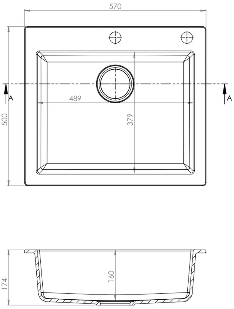 ALVEUS CORTINA 160 kuchyňský dřez granitový, 570 x 500 mm, černá 1133447