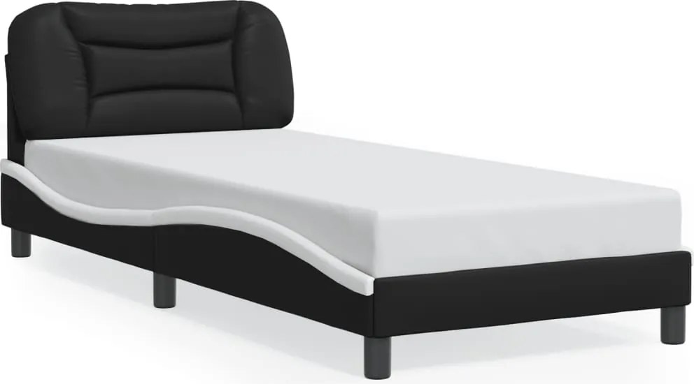 Rám postele s LED bez matrace Hvar černý a bílý 90x190 cm 3213904