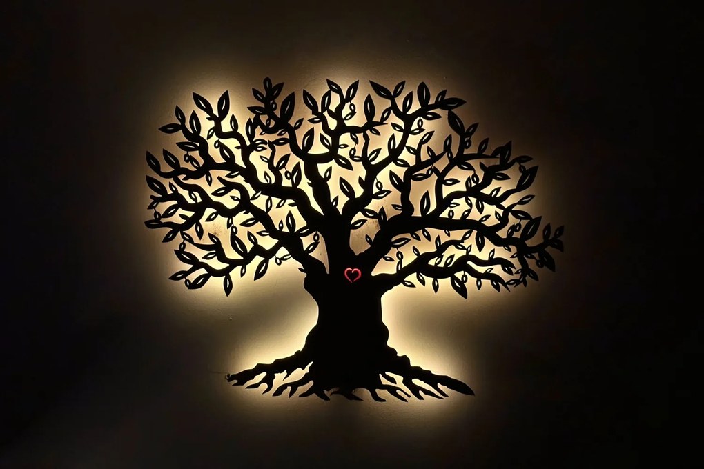 Li-Go "Olivovník" světelný strom s baterií 80x68cm provedení povrchu: dub, varianta: ovládání na obraze + dálkové ovládání
