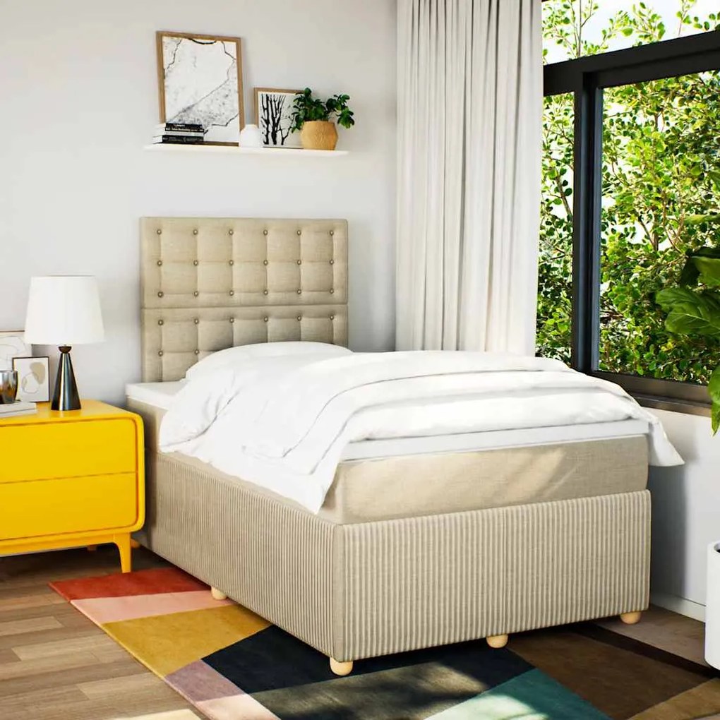 Box spring postel s matrací krémová 120x200 cm textil 3292042