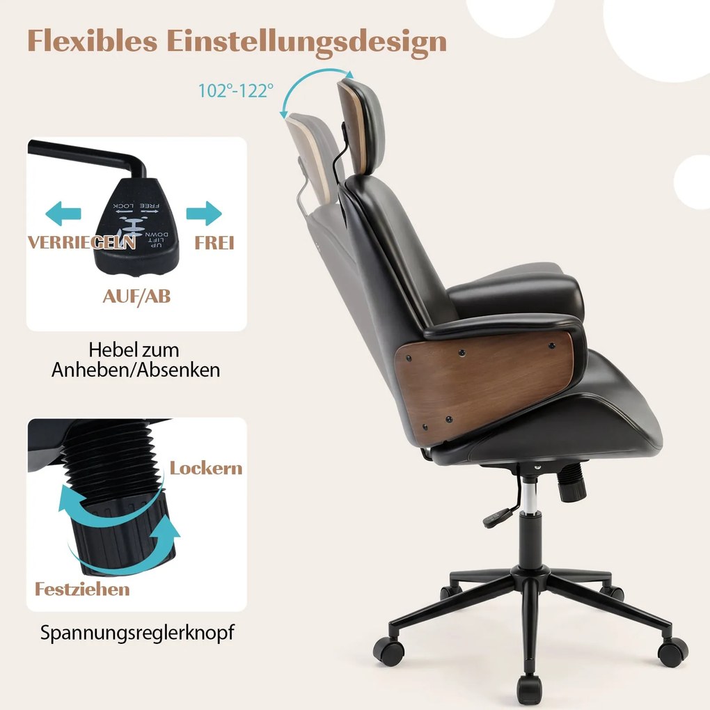 Costway Ergonomická kancelářská židle se zakřivenými područkami a opěradlem