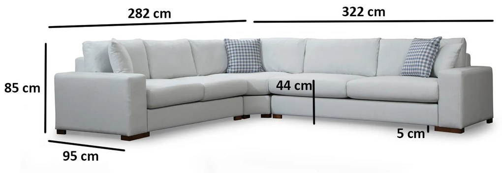 Designová rohová sedačka Bellona 322 cm béžová - levá