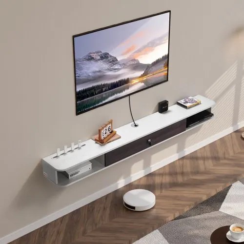 Plovoucí TV stolek VEVOR – Bílá, Barva dřeva