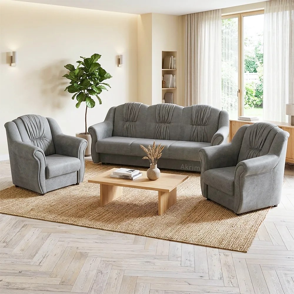 Sedací sestava MATYLDA 3R+1+1 | rozkládací + úložný prostor | tmavě šedá 97 WATER REPELLENT