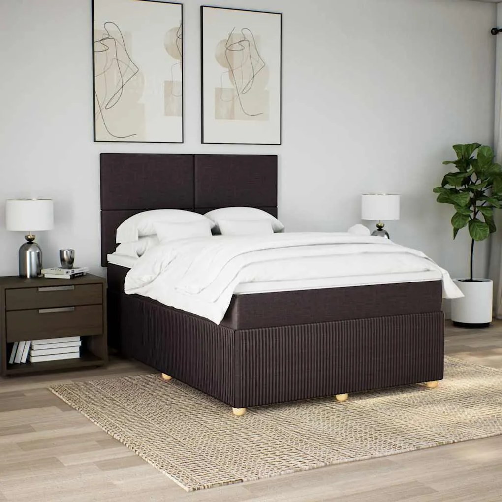 Box spring postel s matrací tmavě hnědá 140x190 cm textil 3294347