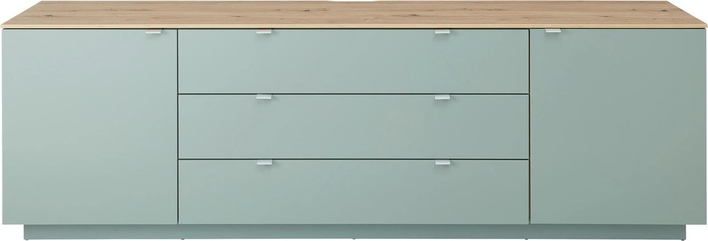 XXXLutz ŠIROKÁ KOMODA, mátově zelená, dub artisan, 240/77/44 cm Hom`in - Široké komody - 002737045901