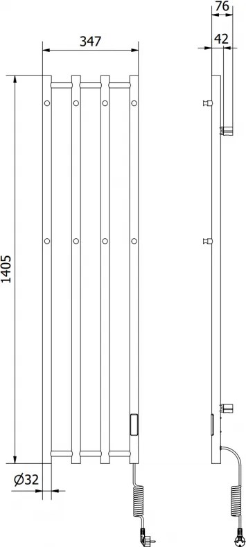 Mexen Pino, elektrické topné těleso s věšáky na ručníky 1405x347 mm, 250 W, černá, W301-1405-347-00-70