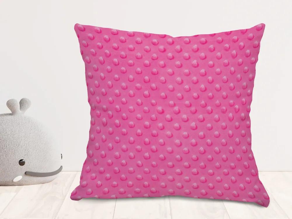 Biante Dětský povlak na polštář Minky 3D puntíky MKP-020 Růžovo fialový 50 x 60 cm