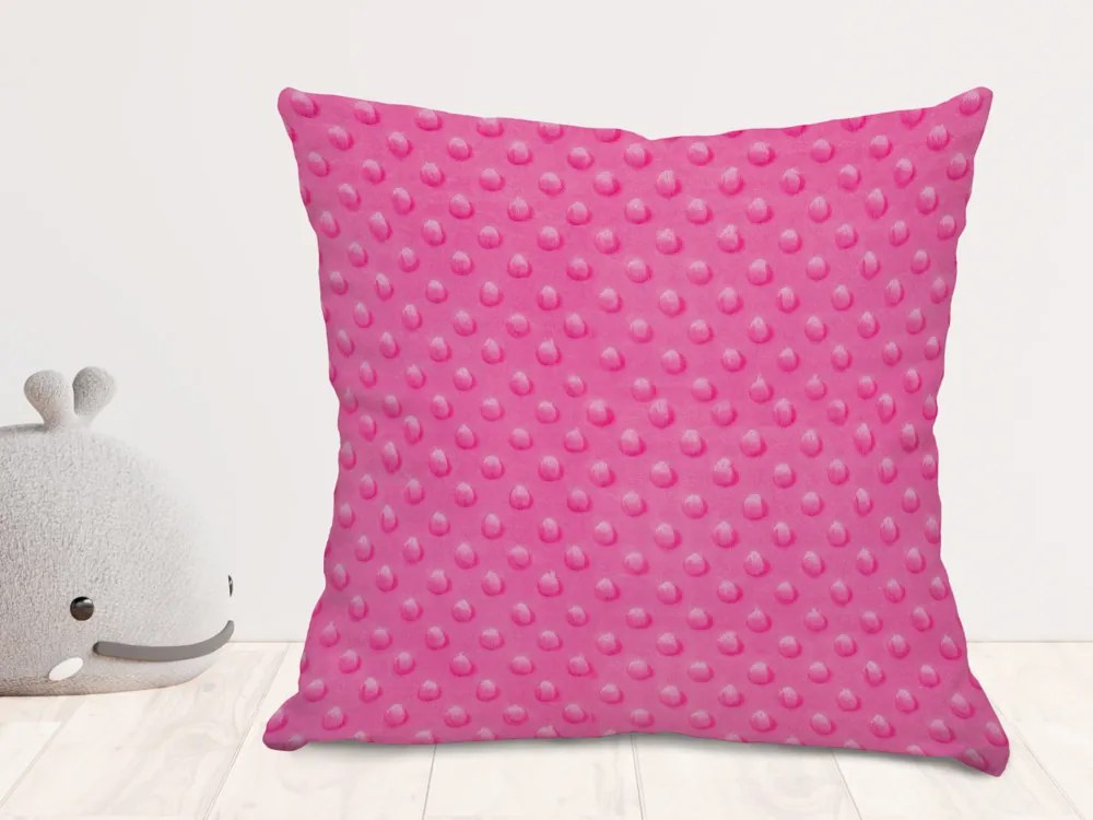 Biante Dětský povlak na polštář Minky 3D puntíky MKP-020 Růžovo fialový 60 x 60 cm