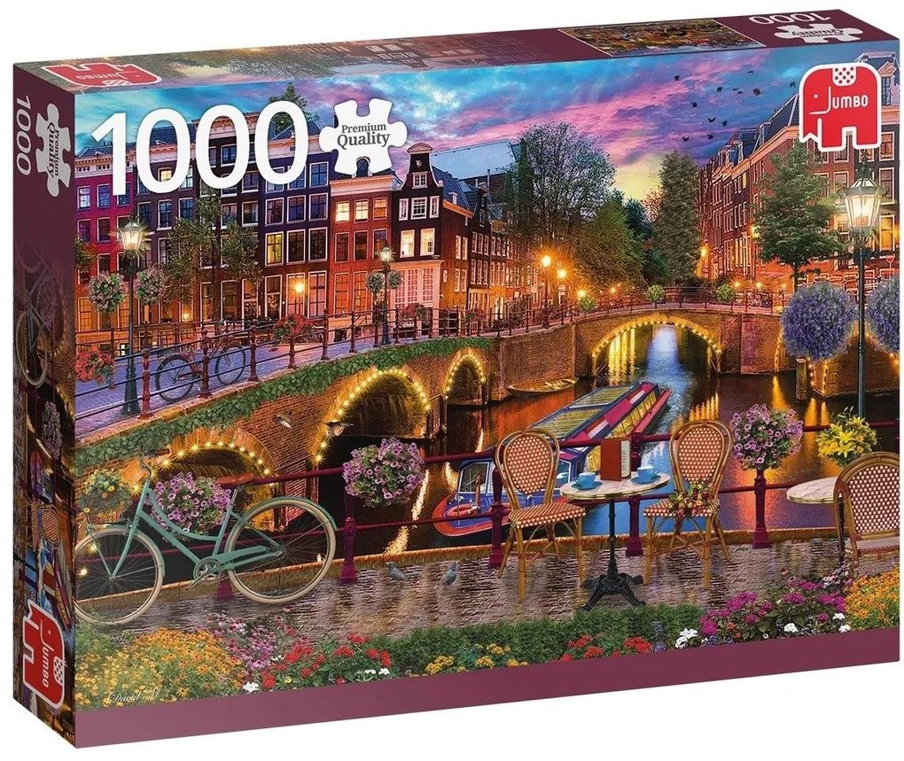 Puzzle jumbo puzzle vodní kanály v amsterdamu 1000 dílků