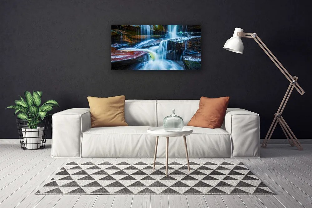 Obraz na plátně Skály Vodopád Řeka Příroda 120x60 cm