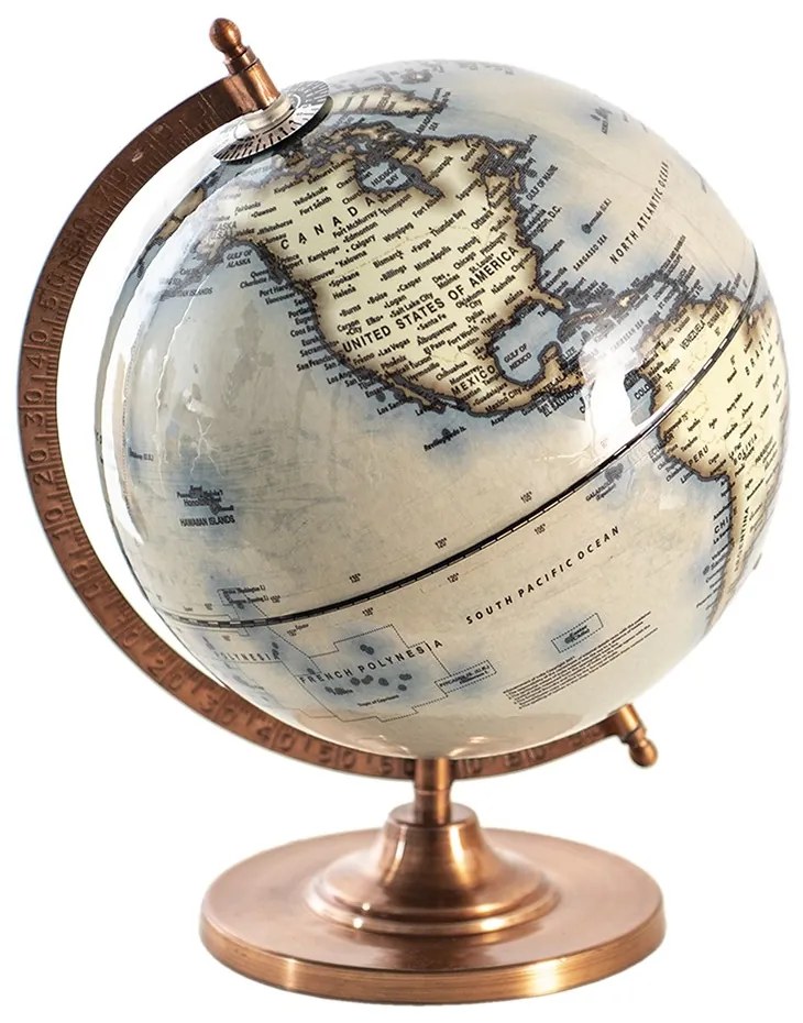 Šedý dekorativní glóbus na kovovém podstavci Globe - 22*22*30 cm