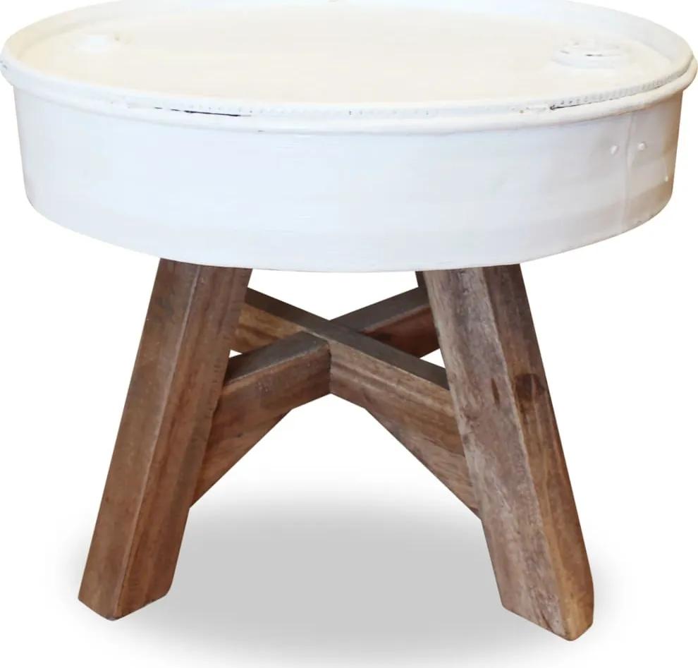 vidaXL Konferenční stolek masivní recyklované dřevo, , 60x45cm [244820] Barva: Bílá
