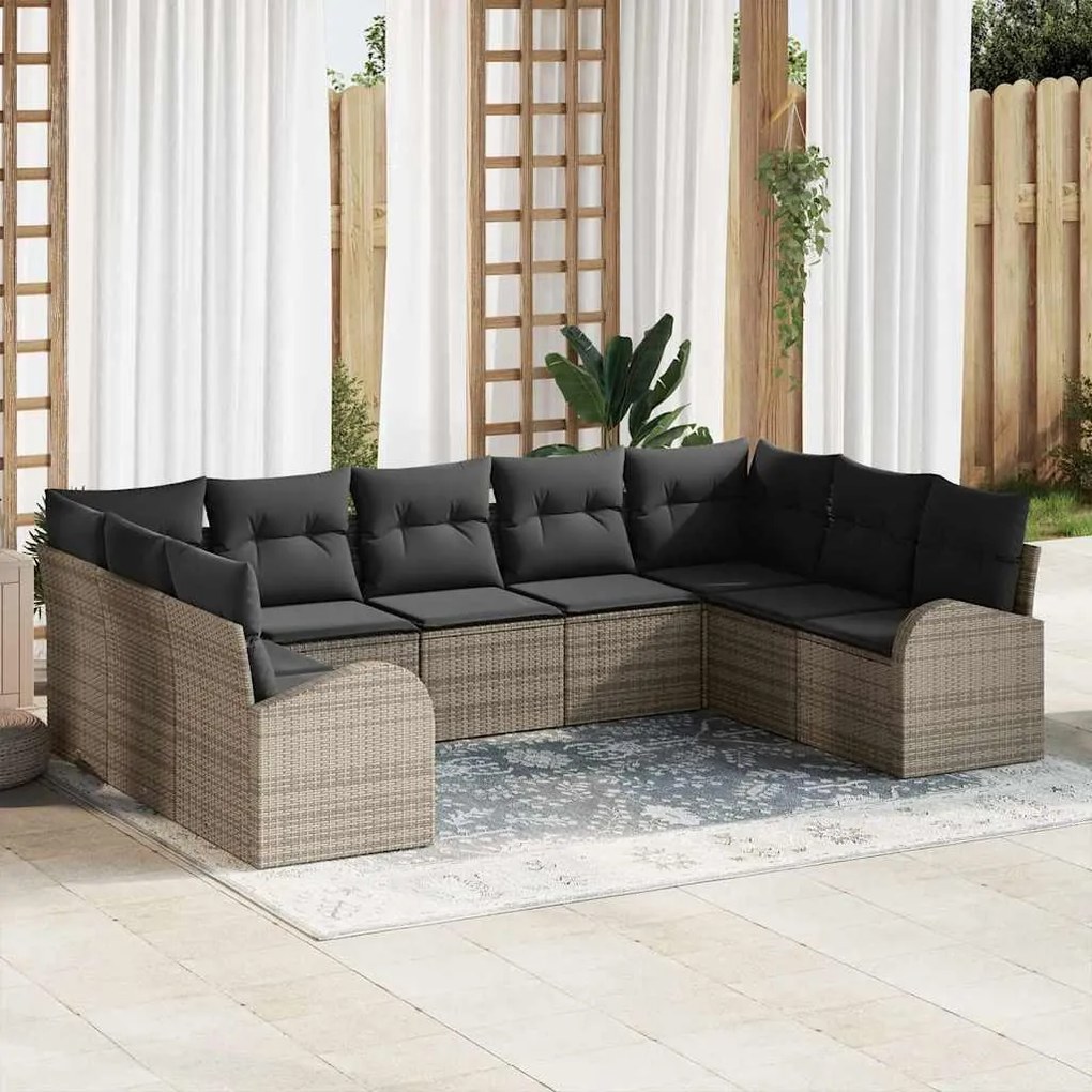Set pohovek 9 ks Šedá [Syntetika]: Poly Ratan 3346199