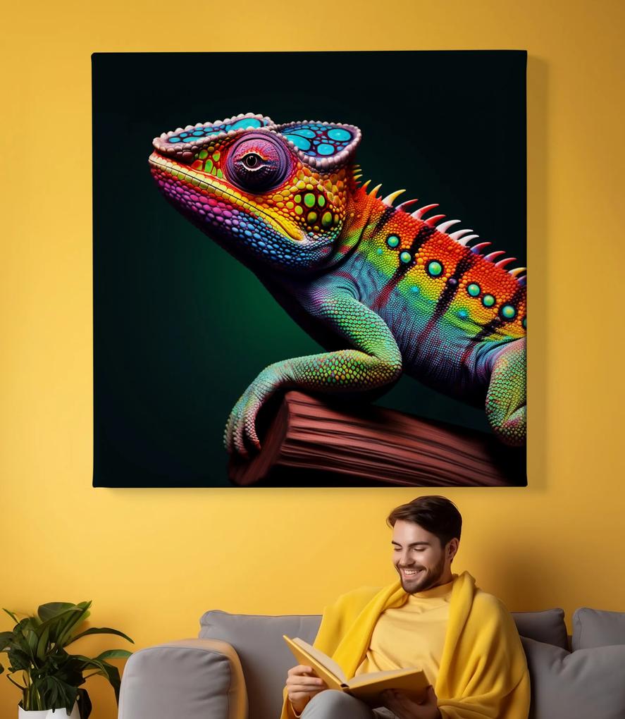 Obraz na plátně - Barevná ještěrka FeelHappy.cz Velikost obrazu: 100 x 100 cm