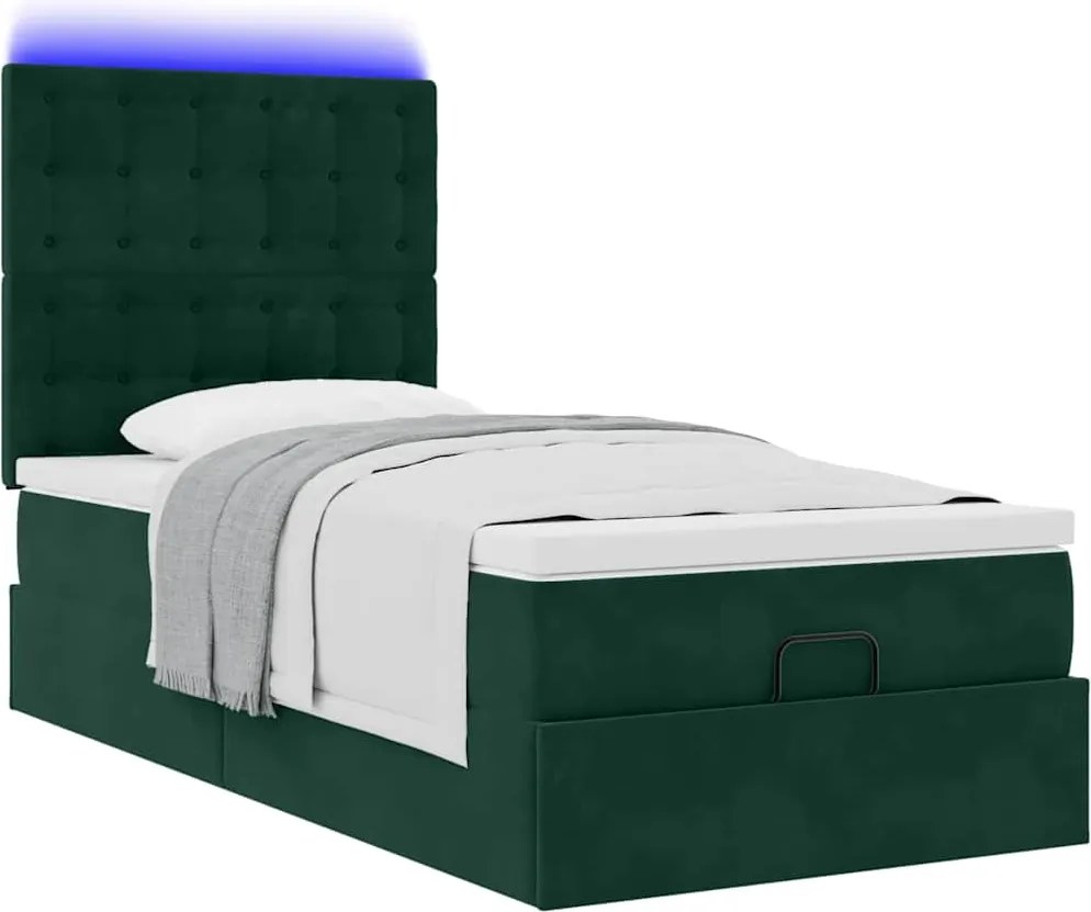 Osmanský rám postele s matracemi tmavě šedá 80x200cm samet 3314429