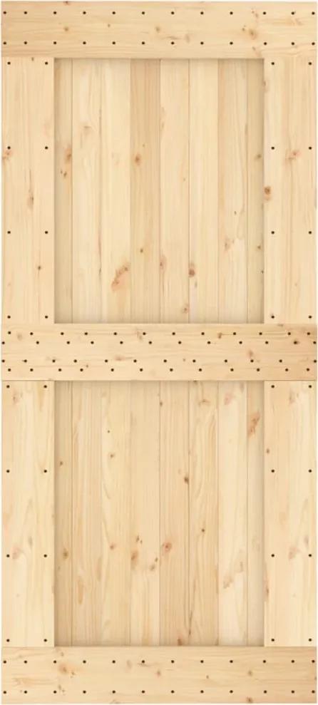 vidaXL Posuvné dveře s kováním 95 x 210 cm masivní borové dřevo [3203264]