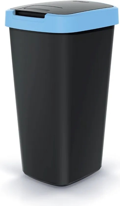 Odpadkový koš s barevným víkem, 25 l, modrá / černá