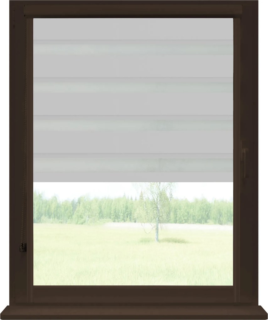 Dekodum Roleta den a noc v hnědé kazetě zatemňovací, barva látky Ocelová Šířka (cm): 34, Výška (cm): Balkonová (do 200 cm), Strana mechanismu: Levá