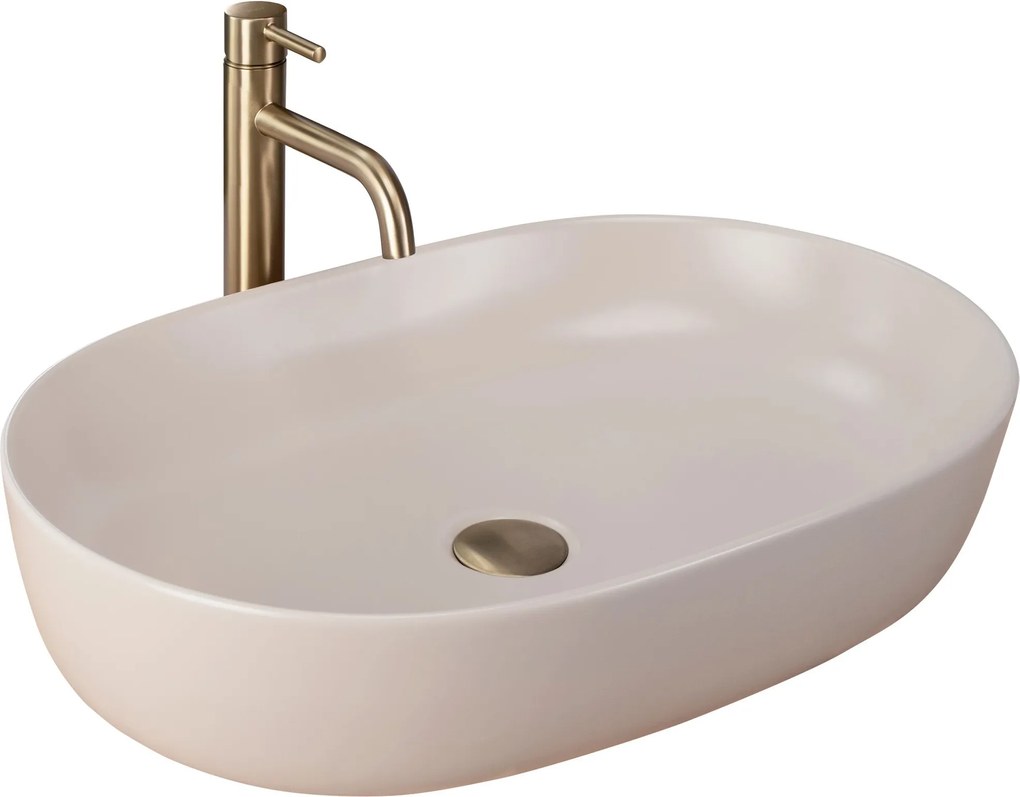 Rea Cleo, umyvadlo na desku 605x410x140 mm, béžová matná, REA-U9655