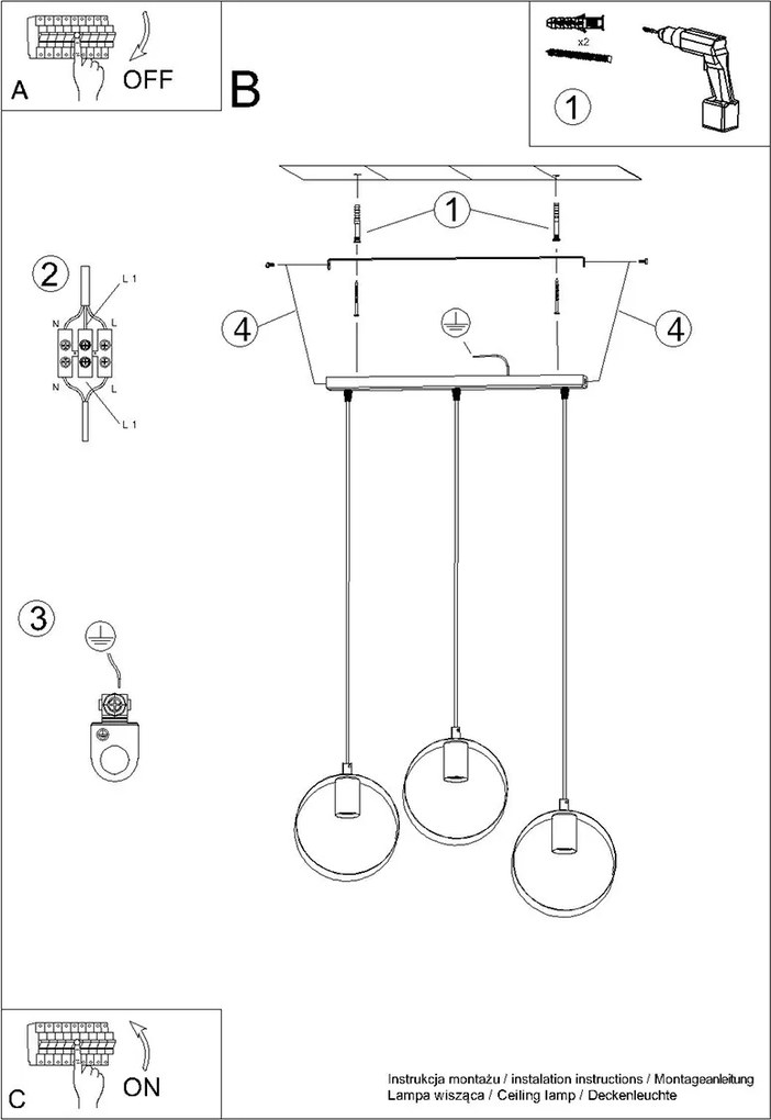 Sollux Lighting Závěsné svítidlo TITRAN 3 bílé