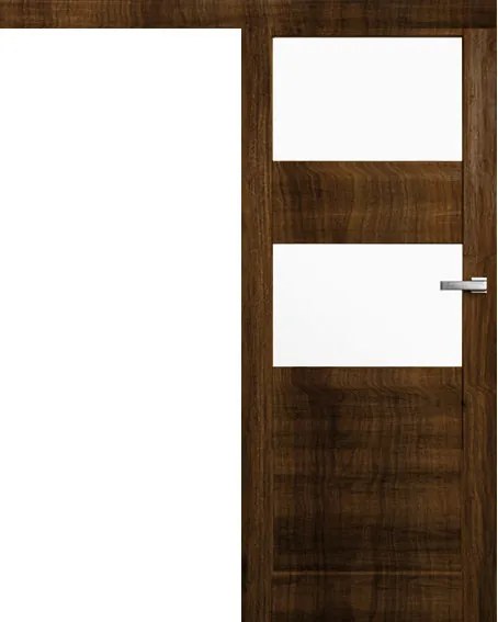 posuvné interiérové dveře na stěnu vasco doors TEO model 4 Průchozí rozměr: 70 x 197 cm, Orientace dveří: Levé dveře, Dekor: Ořech muškátový