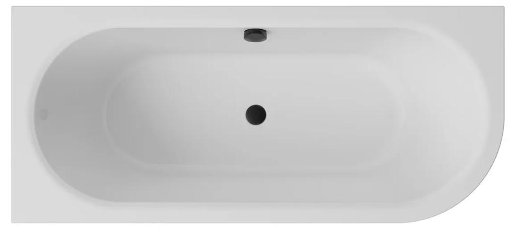 Besco Avita A-line volně stojící akrylátová vana se sifonem, napouštění přes přepad B&W Délka vany: 160cm, Orientace: Pravá