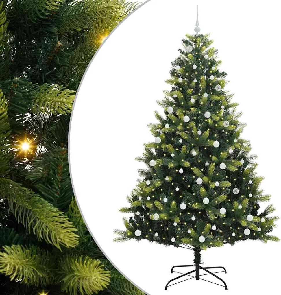 Umělý skládací vánoční stromeček 300 LED Zelená 240 cm PVC a PE 3396012