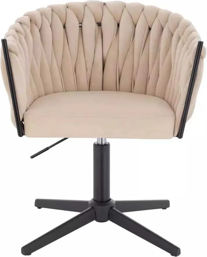 LuxuryForm DESIGN Otočná židle NORDEN VELUR na černém kříži - krémová