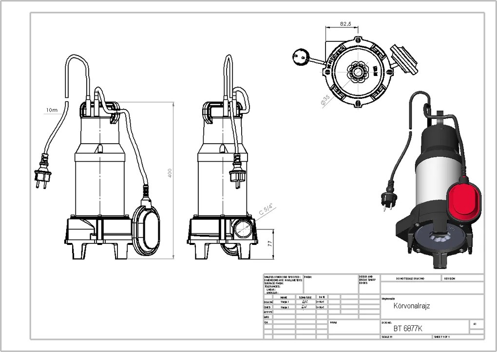 Elpumps BT 6877 K - kalové čerpadlo do septiku s oběžným kolem