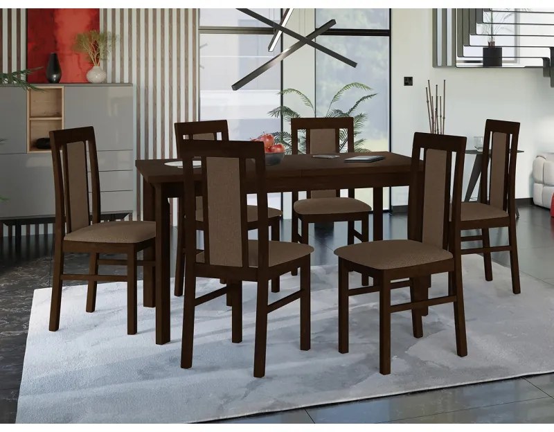 Rozkládací stůl se 6 židlemi - AL34, Barva dřeva: bílá, Potah: Hygge D91