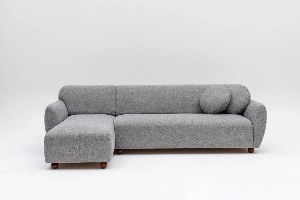 Designová rohová sedačka Jamiya 273 cm světle šedá - levá
