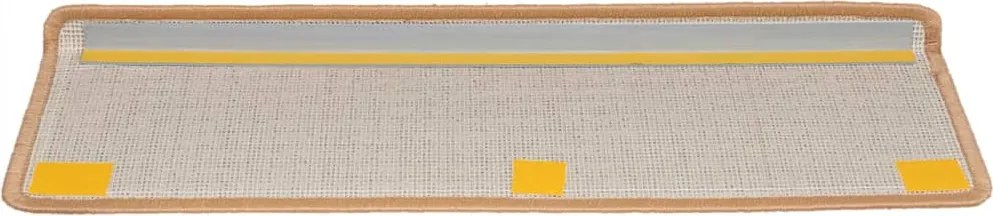 Schodové rohože 15 ks 65 x 21 x 4 cm béžové s obdélníkovým okrajem 134577