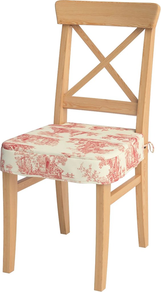 Sedák na židli IKEA Ingolf barva červená látka vzorované
