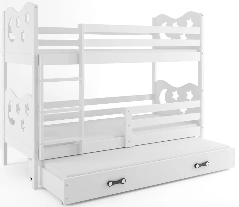 b2b1 BMS-group Patrová postel s přistýlkou MIKO 3 90x200 cm, bílá/bílá Pěnová matrace