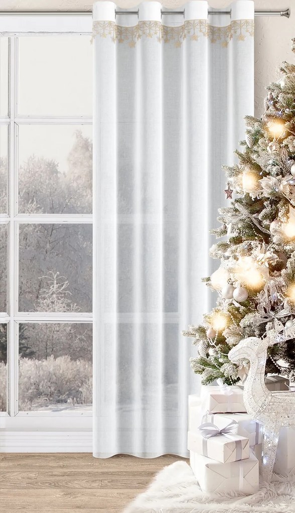 EUROFIRANY VÁNOČNÍ ZÁCLONA NA KROUŽCÍCH XMAS 140X250 CM HVĚZDY