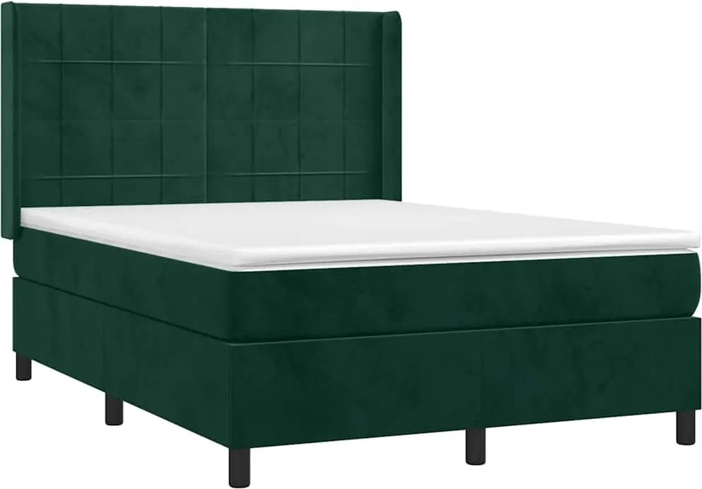 Box spring postel s matrací tmavě zelená 140x190 cm samet 3132678
