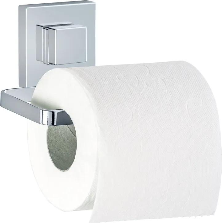 Kovový věšák na toaletní papír s montážním mechanismem Vacuum-Loc, 14 x 11 x 6 cm, QUADRO, WENKO (4008838221846)