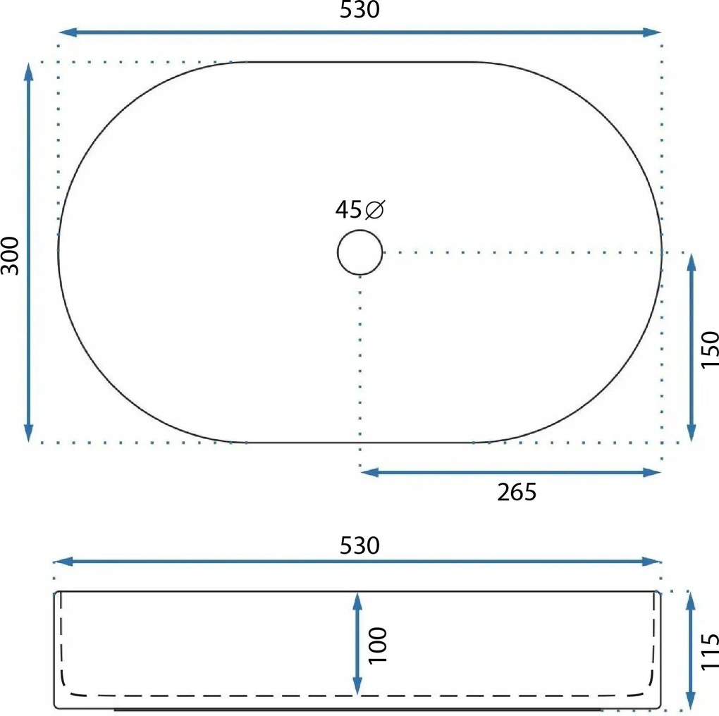 Rea Layla, umyvadlo na desku 530x300x115 mm, bílá lesklá, REA-U9108