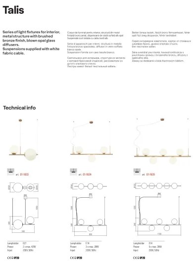 Redo 01-1635 - Lustr na lanku TALIS 5xE14/28W/230V