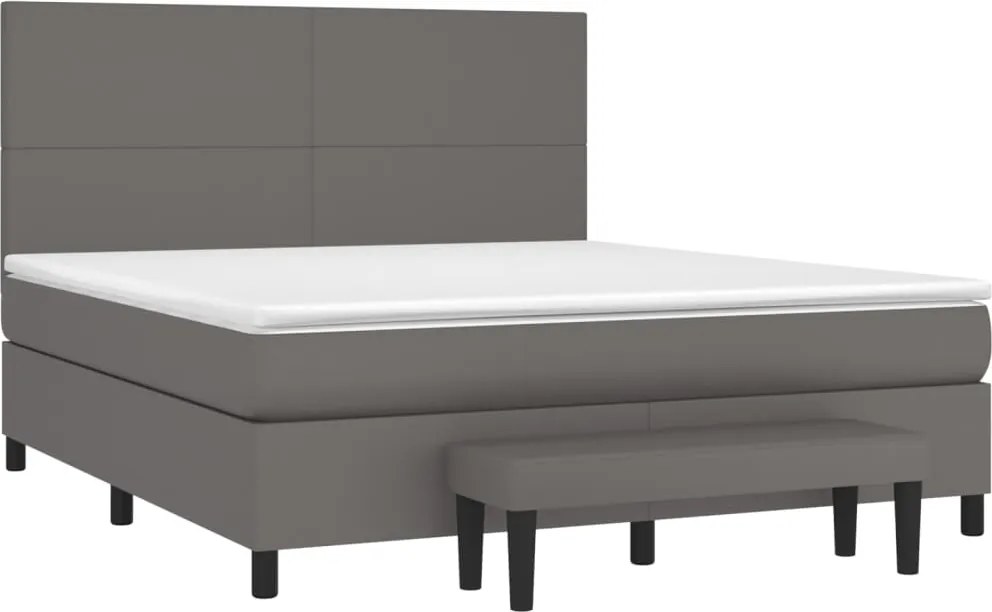 Box spring postel s matrací šedá 160x200 cm umělá kůže 3137555