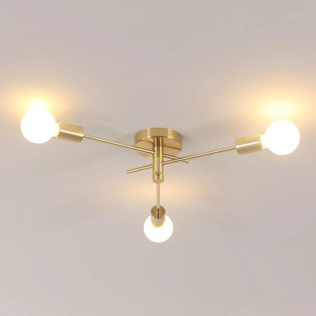 Lampa Sufitowa Wisząca E27 Zyrandol Złoty 3-GŁOWICOWY Loft Nowoczesny